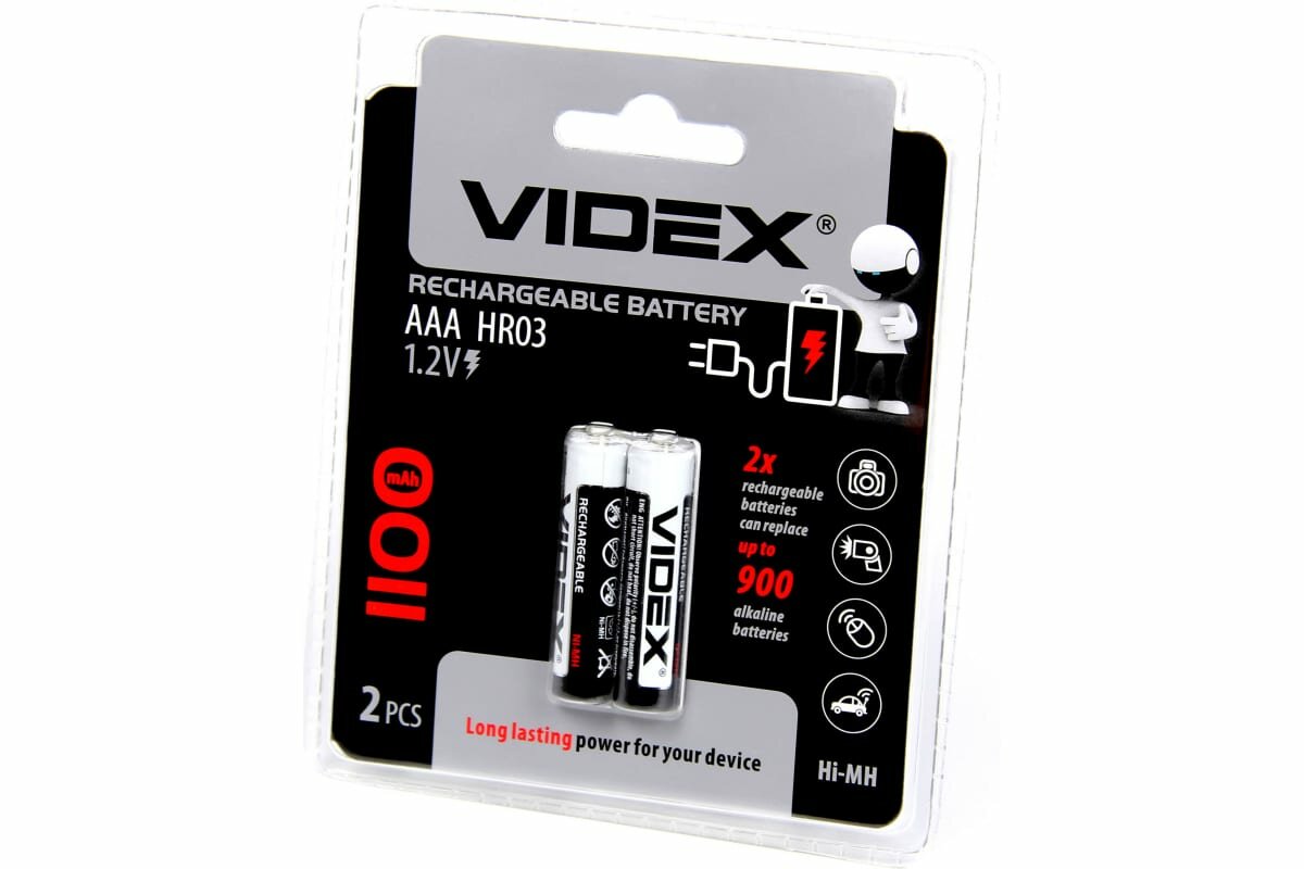 Videx HR03/AAA 1100mAh NiMH аккумулятор формата AAA 2BL для пультов, устройств и гаджетов