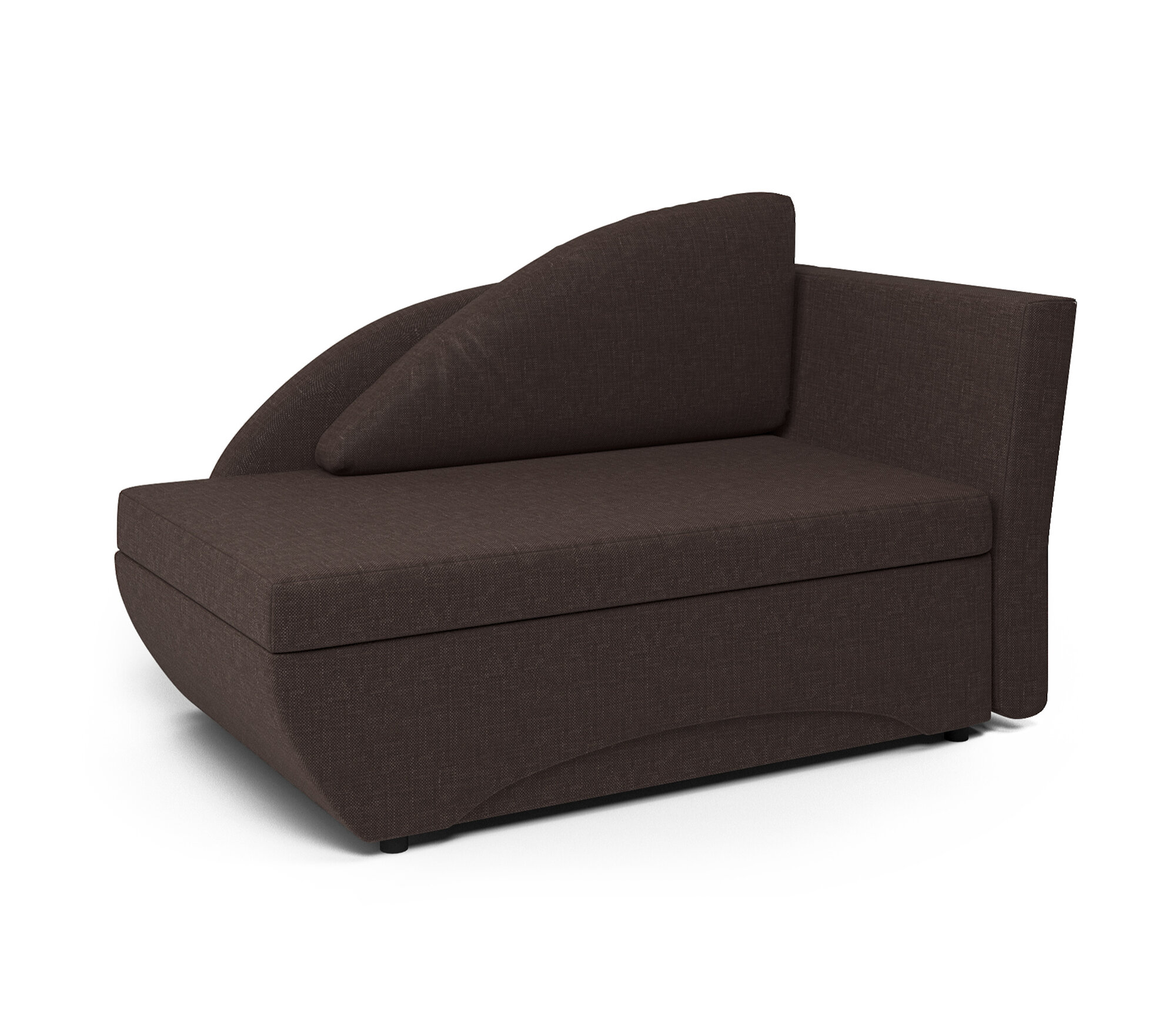 Диван кушетка Трио раскладной механизм 152х87х82 см, с ящиком, правый рогожка шоколад