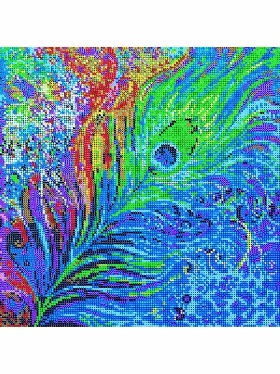 Набор для вышивания чешским бисером Вышивочка в коробке Перо Павлина 27*27см