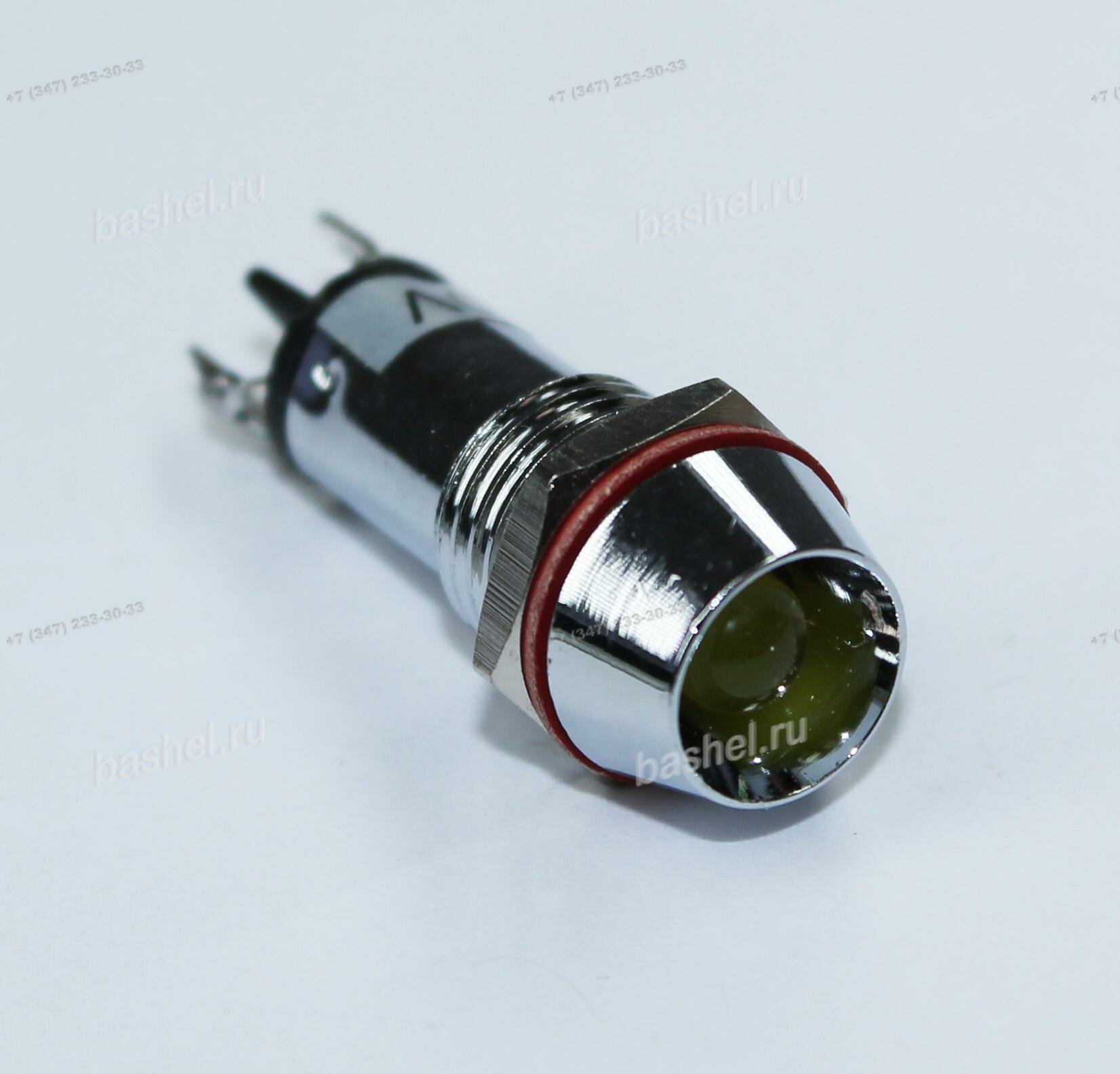LED индикатор D-8 220V L-616 Yellow (металл. корпус)