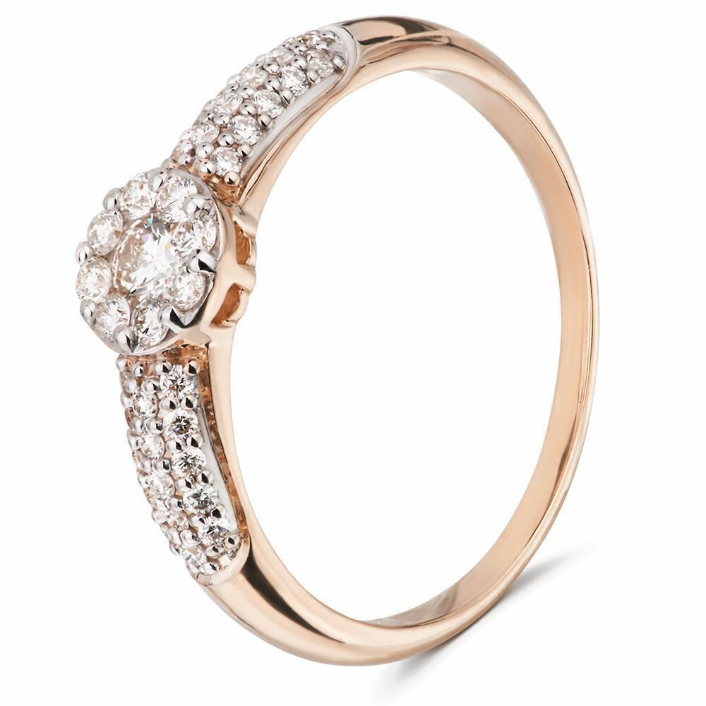 Кольцо помолвочное, красное золото, 585 проба, бриллиант