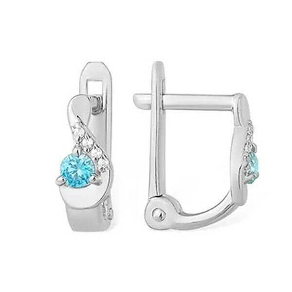 Серьги, серебро, 925 проба, родирование, фианит