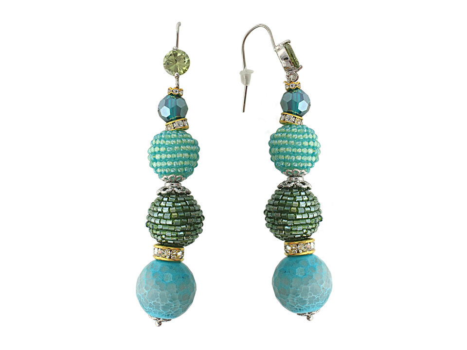 Серьги с подвесками Эстет, сталь, агат, стекло