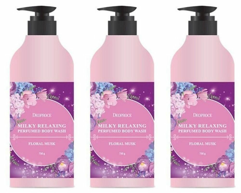 DEOPROCE Гель для душа MILKY RELAXING BODY WASH FLORAL MUSK, 750 мл, 3 шт