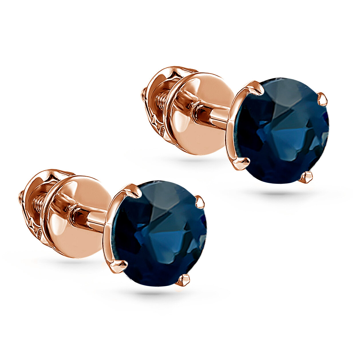 Серьги пусеты, красное золото, 585 проба, сапфир
