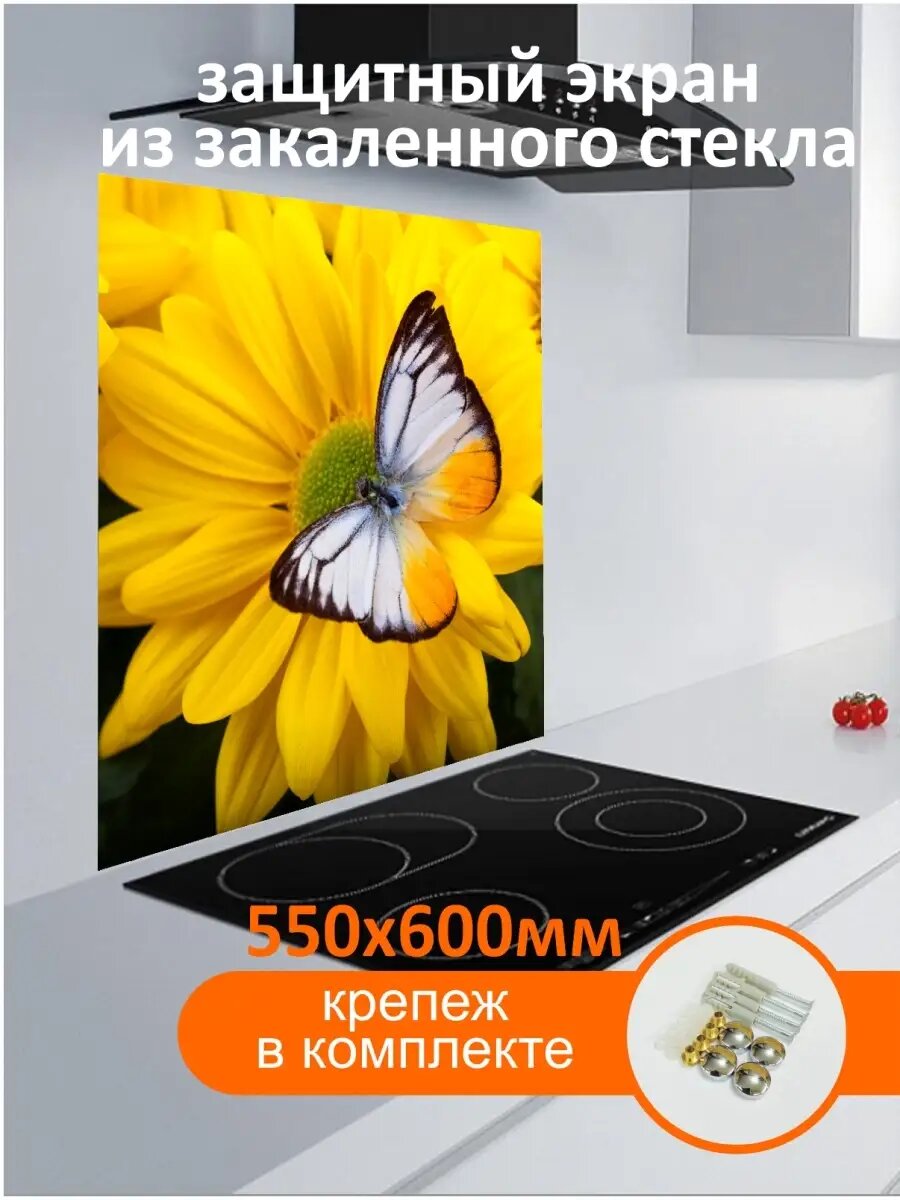 Защитный экран для плиты от брызг 550х600мм