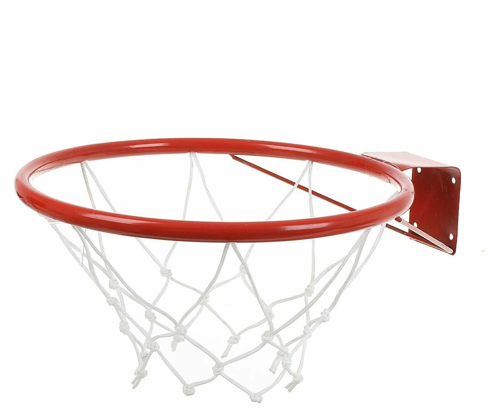 Баскетбольная корзина, сетка, упор, с кольцом, сталь/верёвка, 380мм, красная