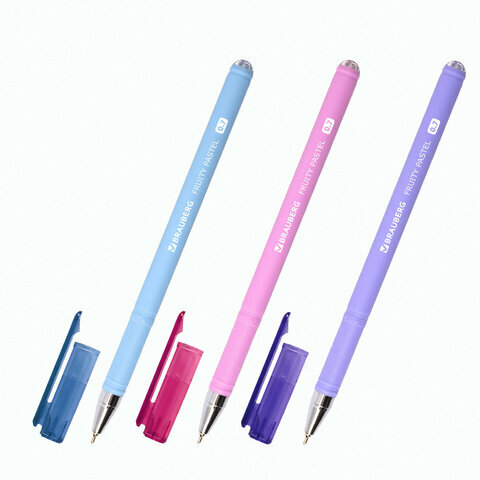 Ручка шариковая масляная BRAUBERG FRUITY Pastel, синяя, soft-touch, 0,7мм, линия 0,35мм, 142958