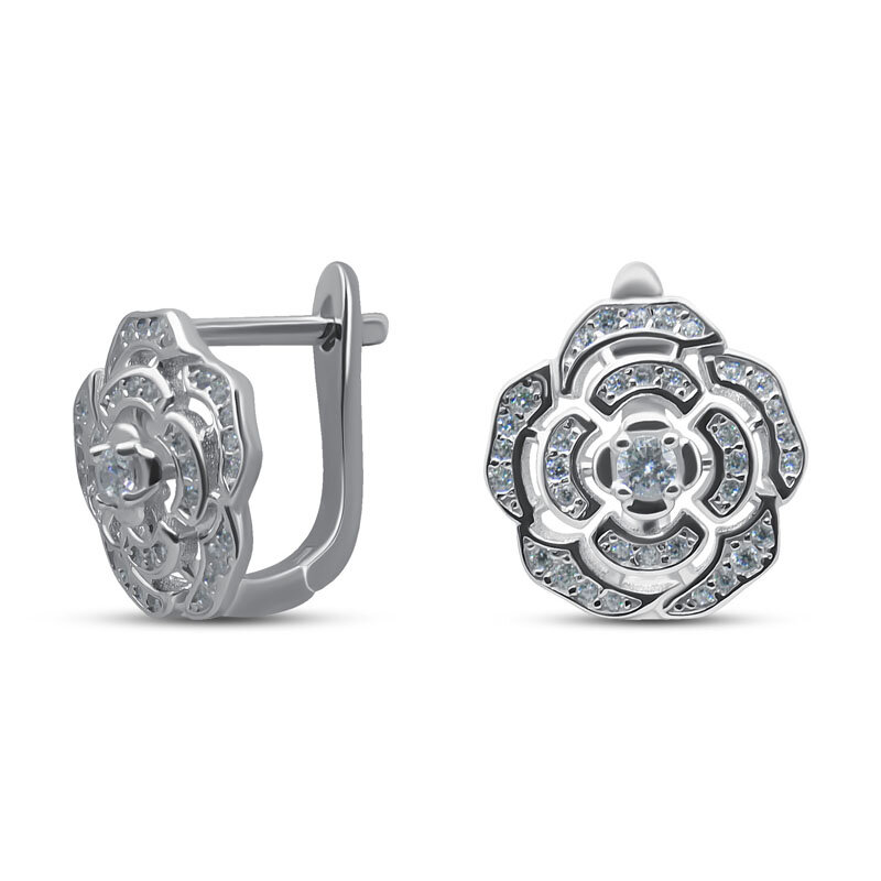 Серьги, серебро, 925 проба, фианит