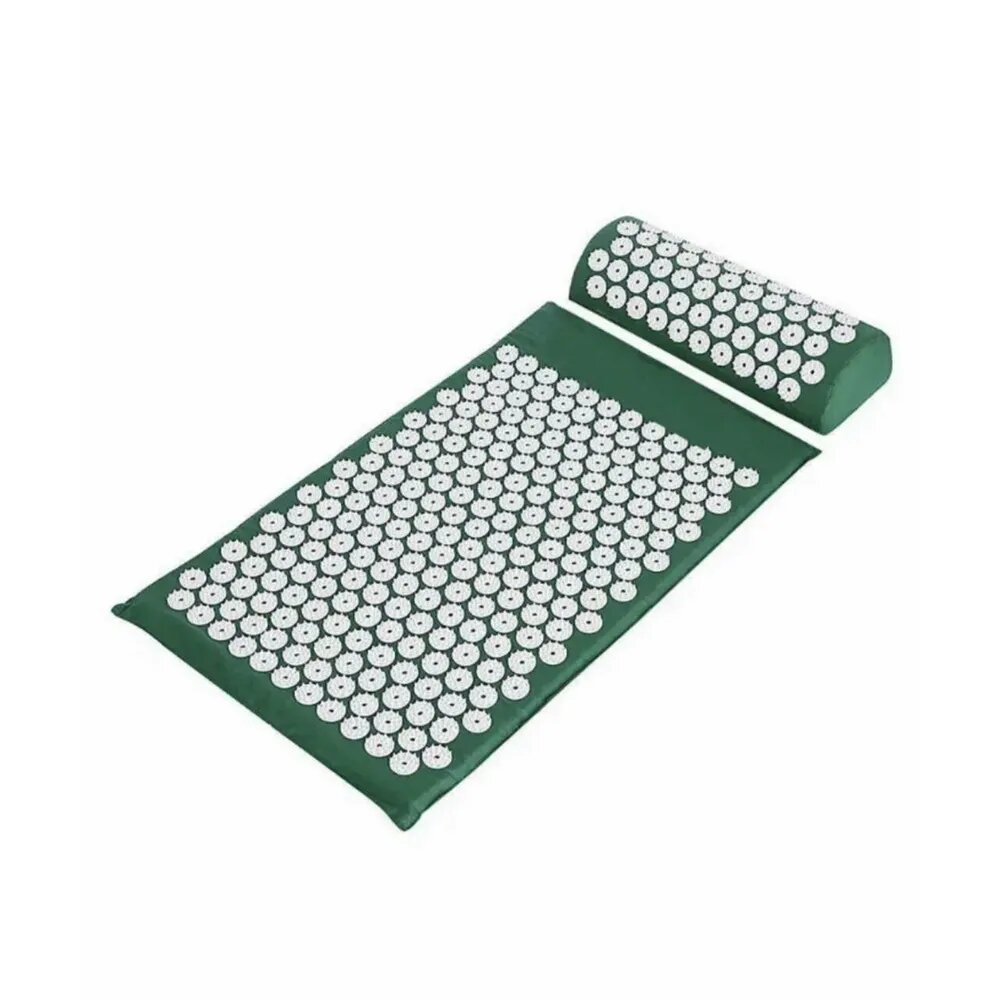 Акупунктурный набор аппликаторов Кузнецова валик + коврик в чехле, темно зеленый