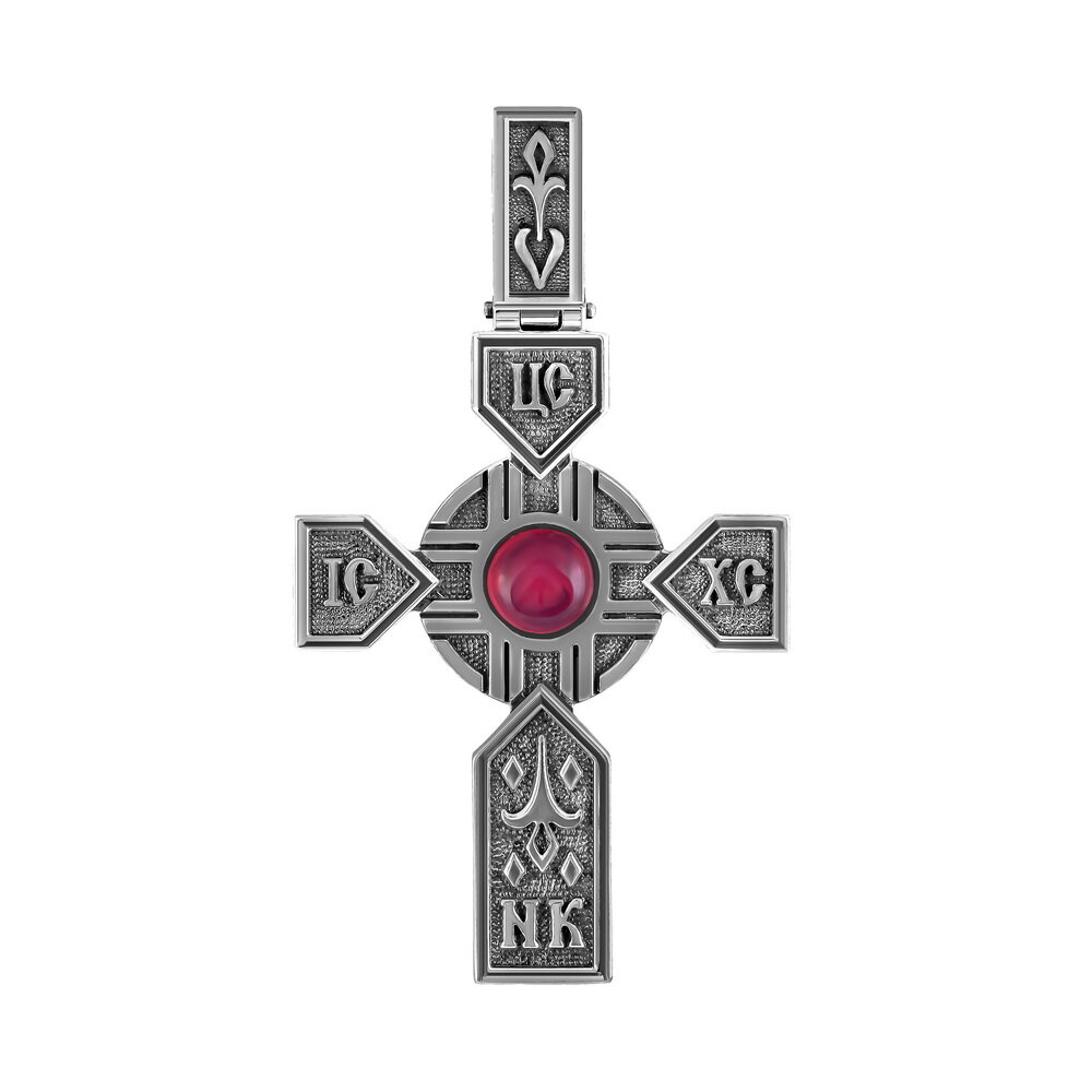 Крестик, серебро, 925 проба, родирование, оникс
