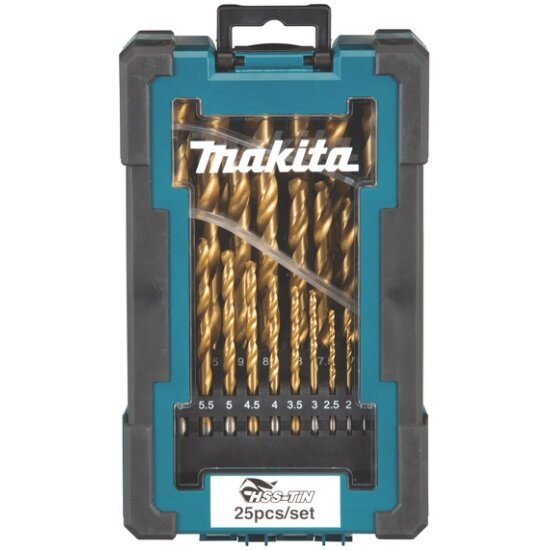 Набор сверл по металлу Makita HSS-TiN Economy, 25 шт. (1-13 мм) (D-72235)