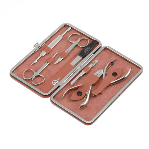 Маникюрный набор GD 7 предметов, искуcственная кожа, терракотовый