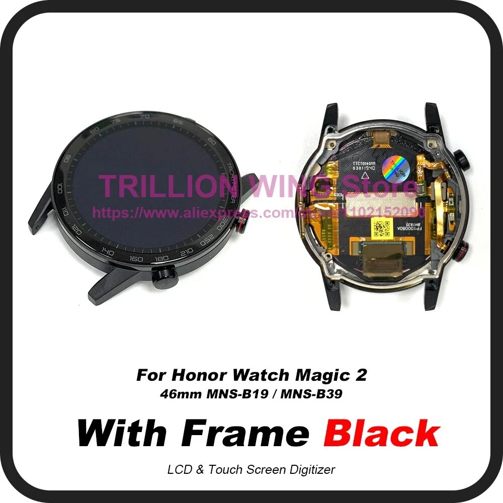 ЖК-дисплей для Huawei Honor MagicWatch 2 46 мм, сенсорный экран с цифровым преобразователем в сборе для Honor Magic Watch 2 Black Frame- 46mm