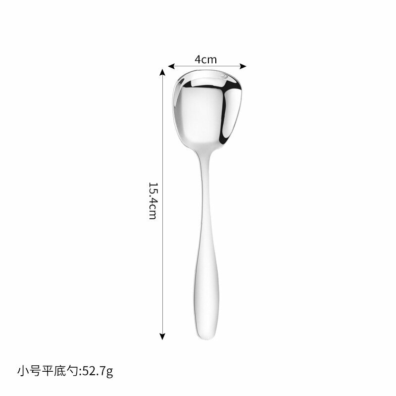 Yede Квадратная ложка с плоским дном Ложка из нержавеющей стали 304 для ужина и супа для детей и студентов на ужин