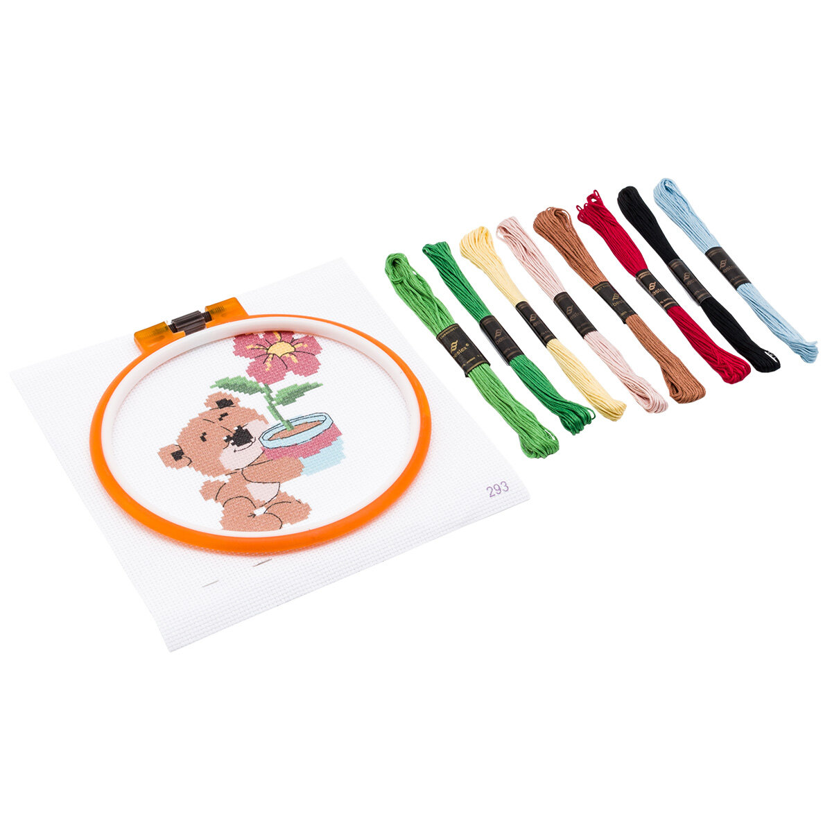 Набор для вышивания крестиком 'Медвежонок с цветком', 19 х 18 см, Hobby & Pro Kids