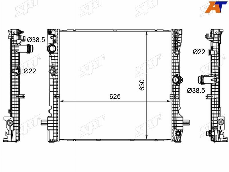 . SAT Радиатор охлаждения двигателя для BMW X5 18-23 / X6 19-23 / X7 18-22
