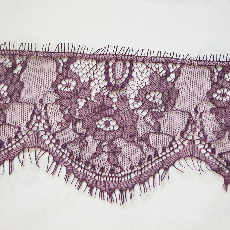Изысканное шантильи: Кружево реснички , 110 мм, 9м(3шт*3,14м), цвет слива