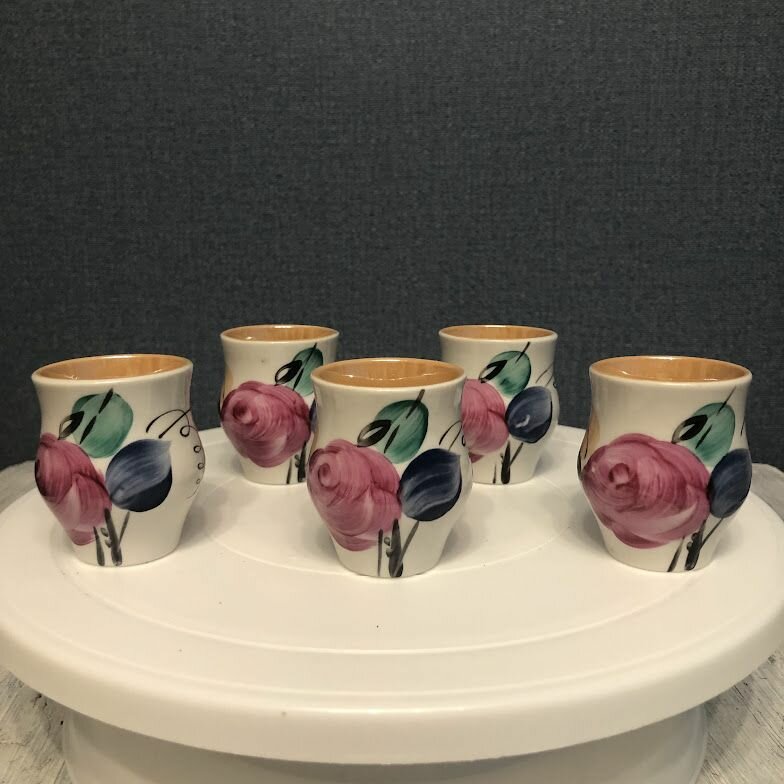 Набор стопок винтажных, 5шт, Дулево "агашки", фарфор, живопись