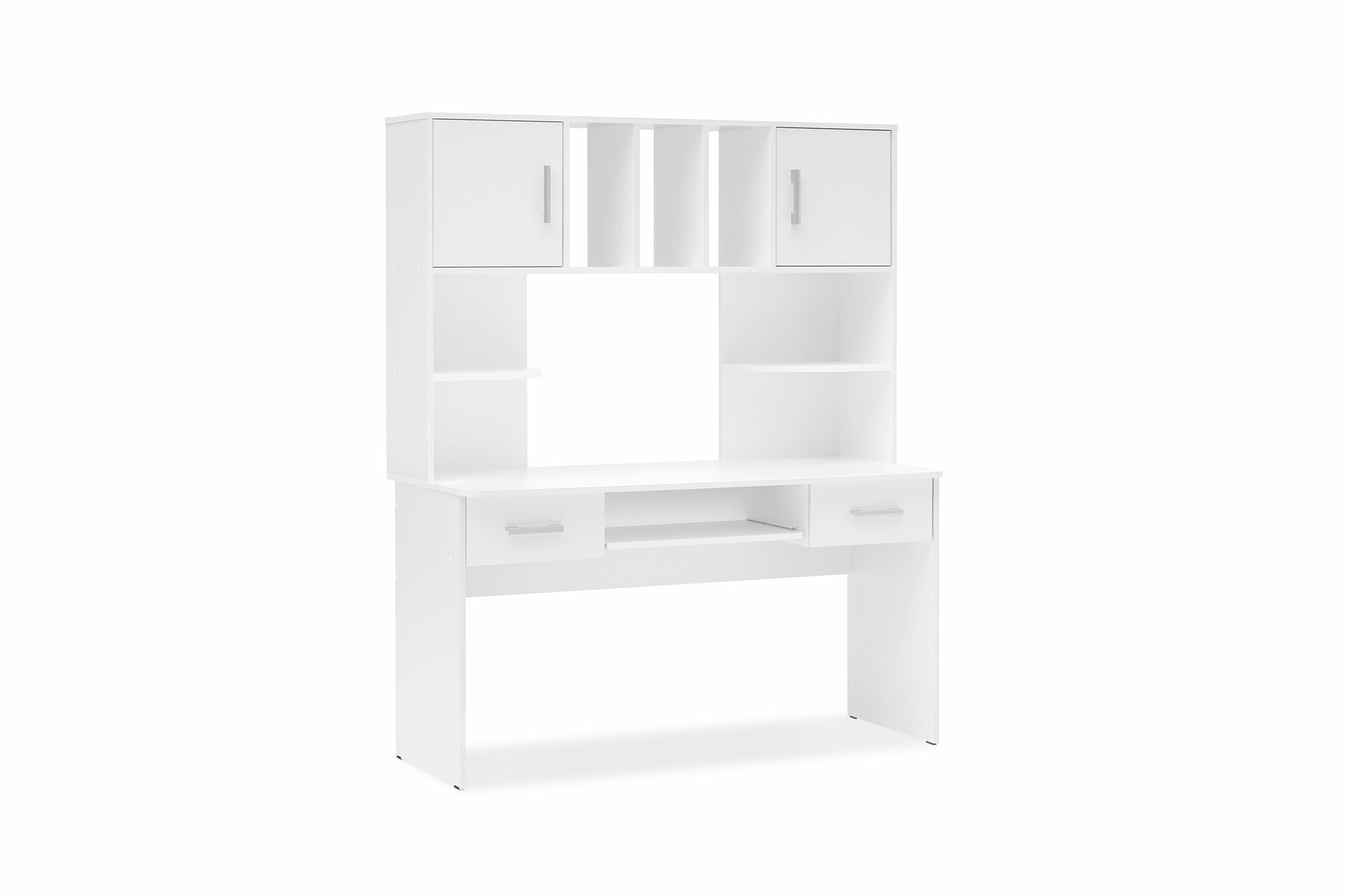 Стол компьютерный Нонтон №8, 140x60x170 см, с надстройкой, белый