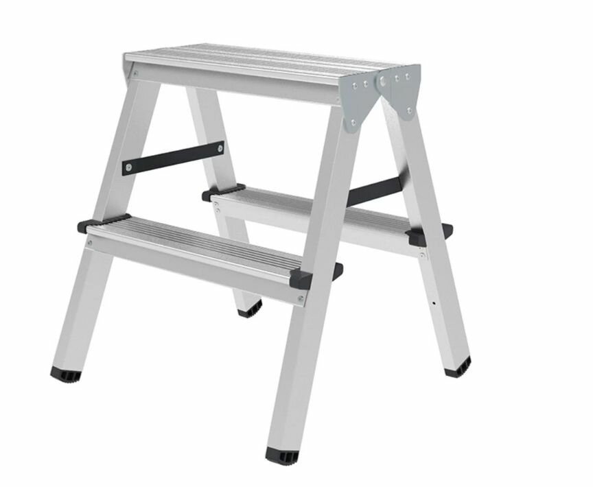 Стремянка алюминий/сталь 2 ступени 80 мм двухсторонняя 0,44 м