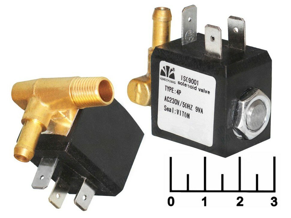 Клапан электромагнитный ~220V 1/8"-6мм 9VA 0-6bar 4P (ISO9001) 1008300 (7019)