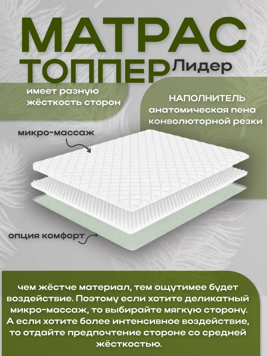 Топпер-матрас PRAKTIK "Лидер", беспружинный, 105х185х6 см, белый — фото 1