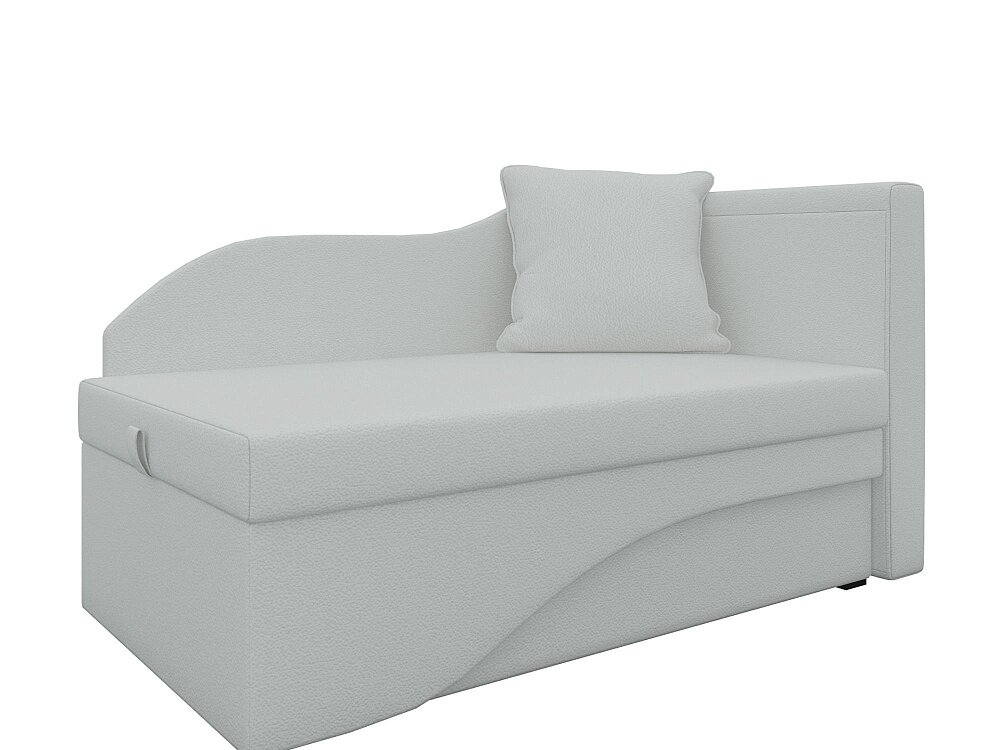 Прямой диван тахта Грация Белый Экокожа, тахта, 133х77х77 см, с ящиком для белья