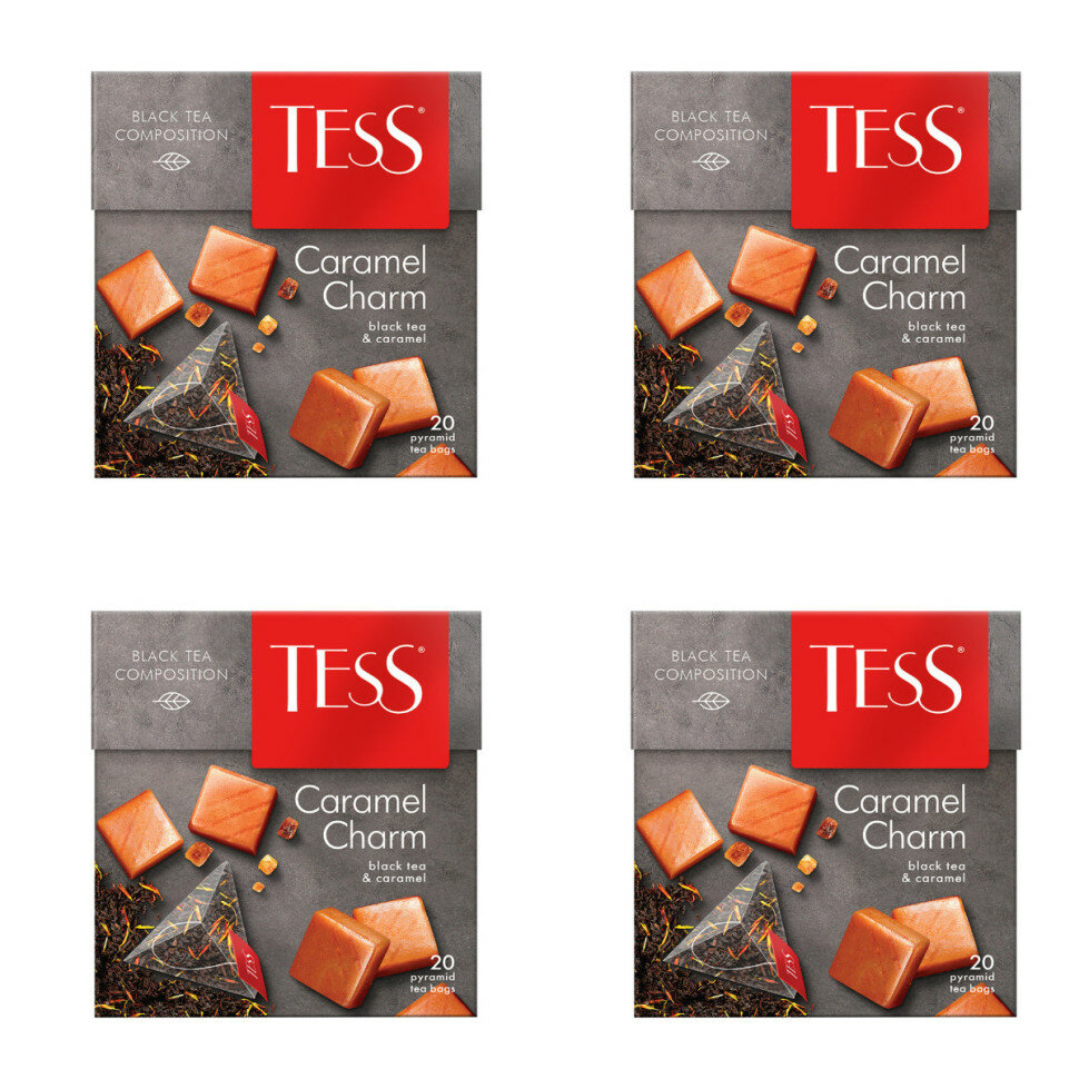 Чай черный в пирамидках Tess Сaramel Charm (Тесс Карамель Шарм), 20*1,8 г (комплект 4 шт.) 6008832