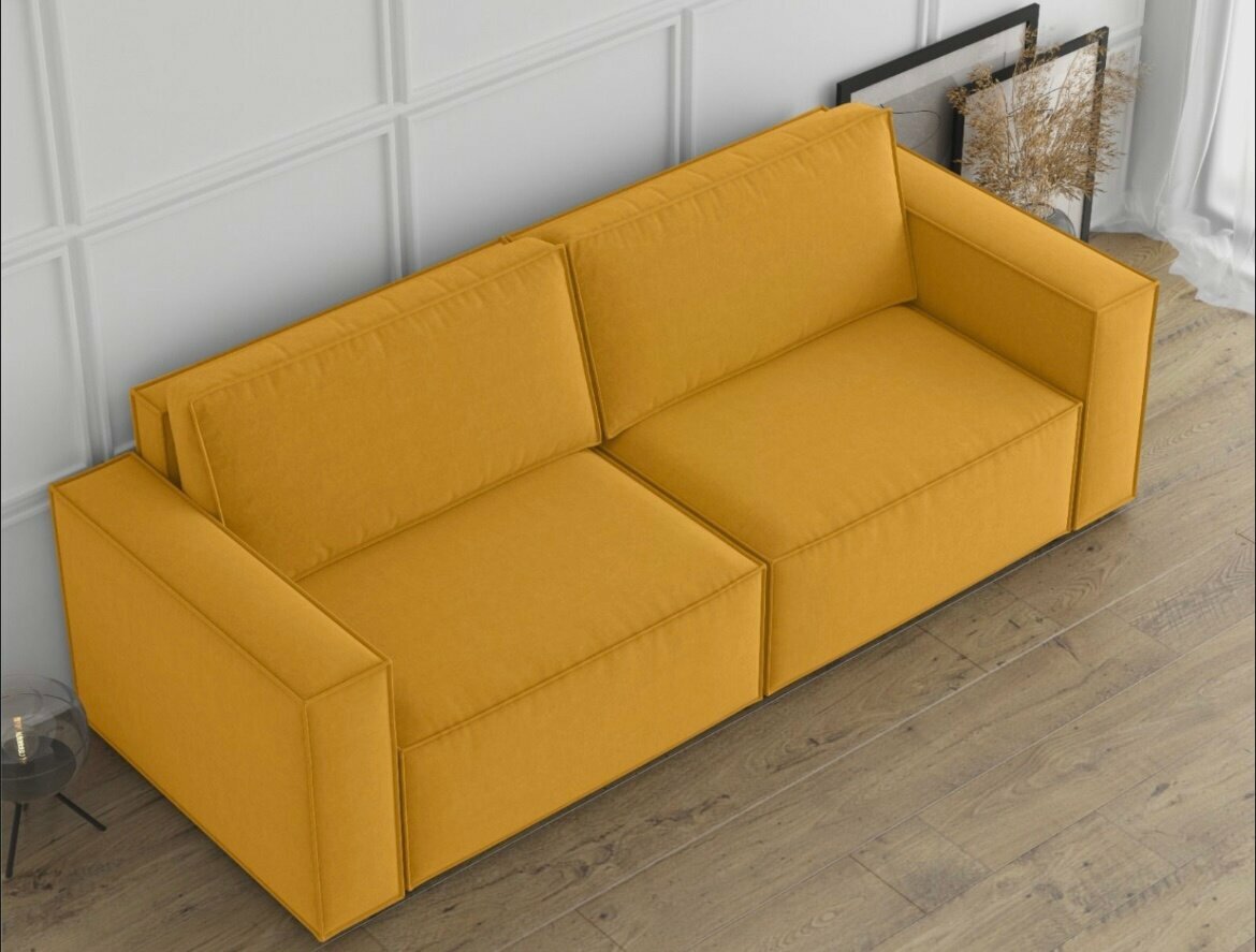 Диван MF-SOFA "Элизабет", модульный, пружинный блок, велюр, желтый