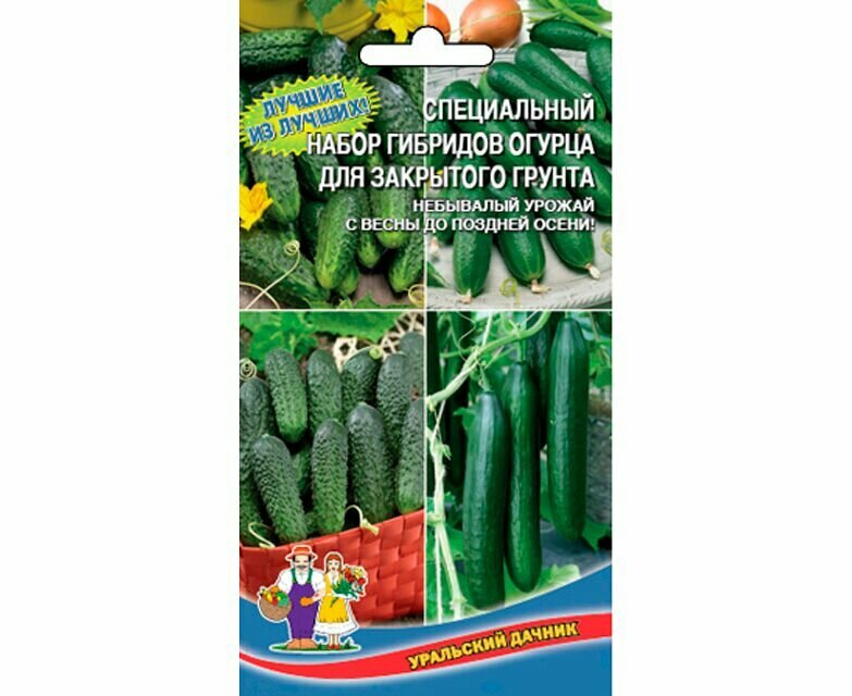 Семена Огурец для Закрытого грунта Набор гибридов огурца 12шт (Уральский Дачник)