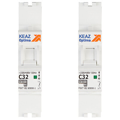 Автоматический выключатель модульный КЭАЗ OptiDin BM63 1P 32А тип C 4,5 кА 230/400 В (326797) (2 шт.)