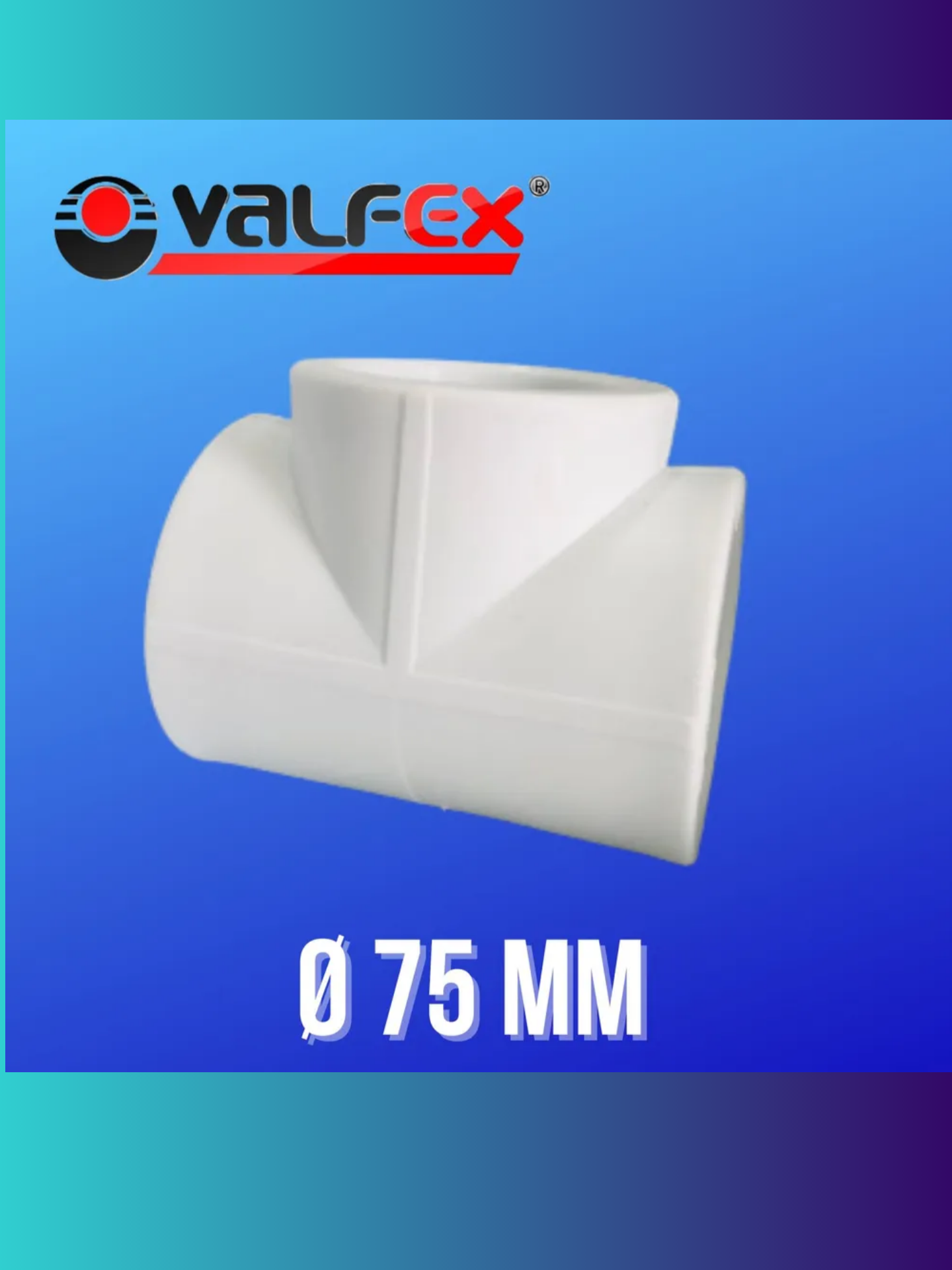 Полипропиленовый тройник VALFEX 75, 1 шт для разветвления трубопроводных систем отопления и водоснабжения