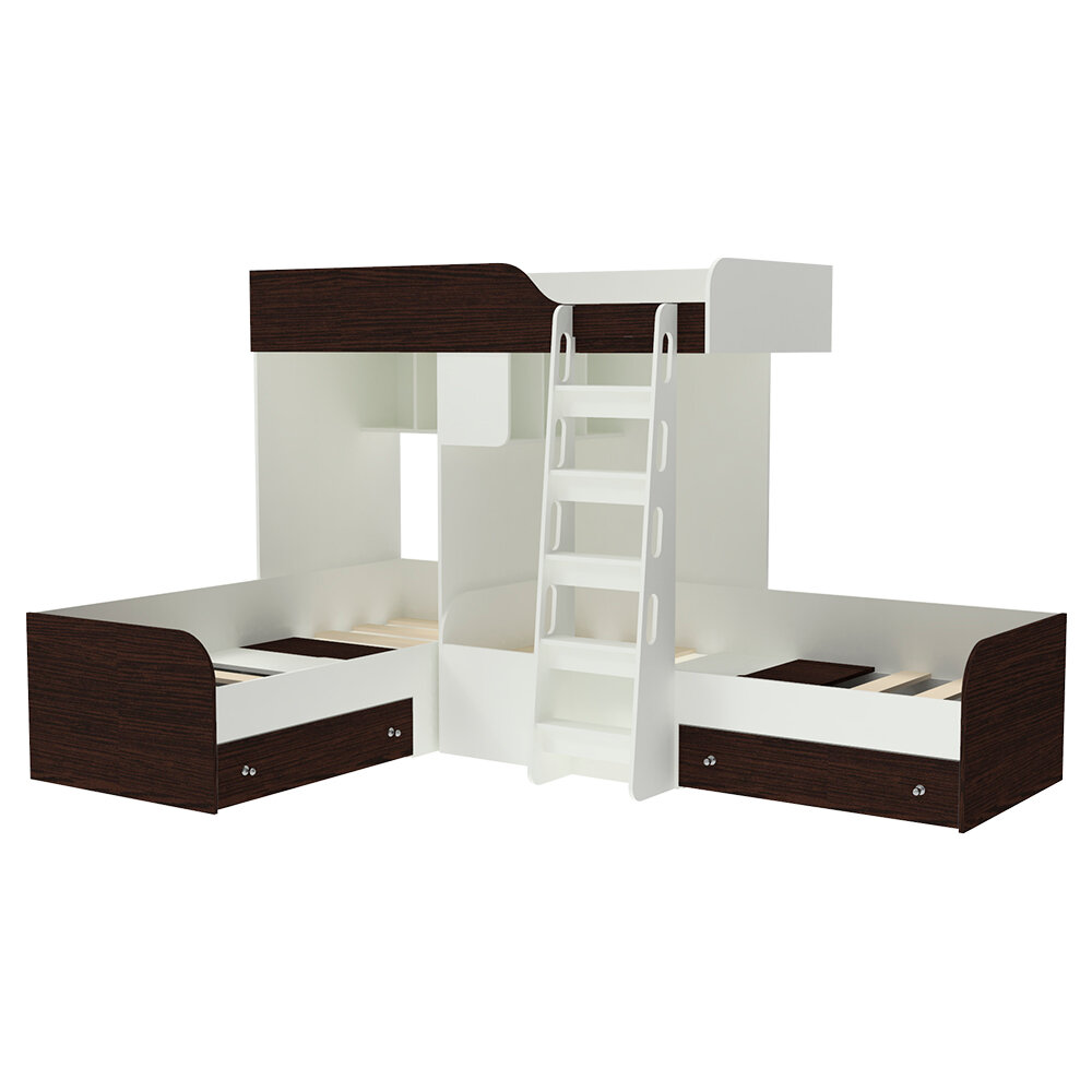 Кровать чердак Трио Белый Венге