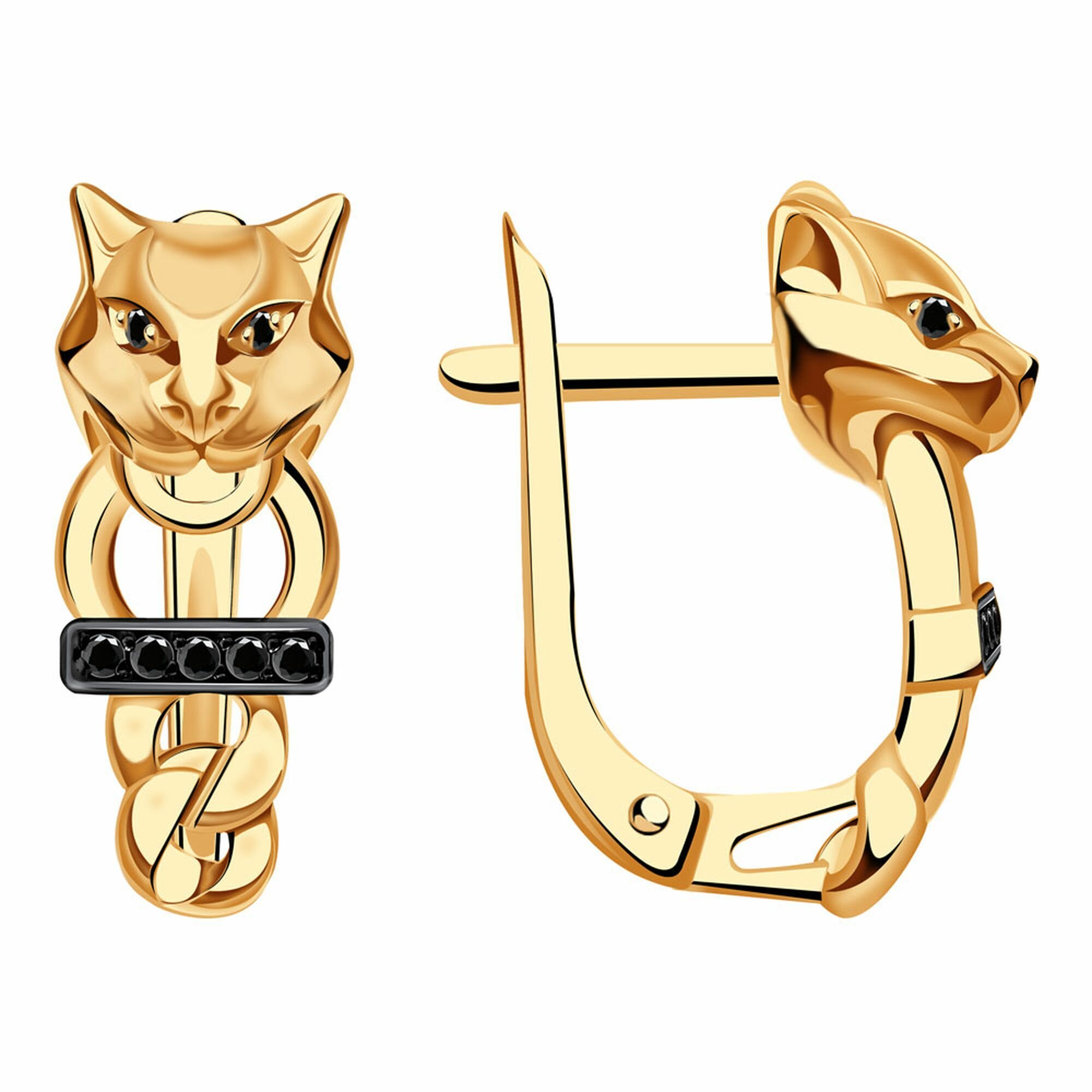 Серьги, красное золото, 585 проба, фианит