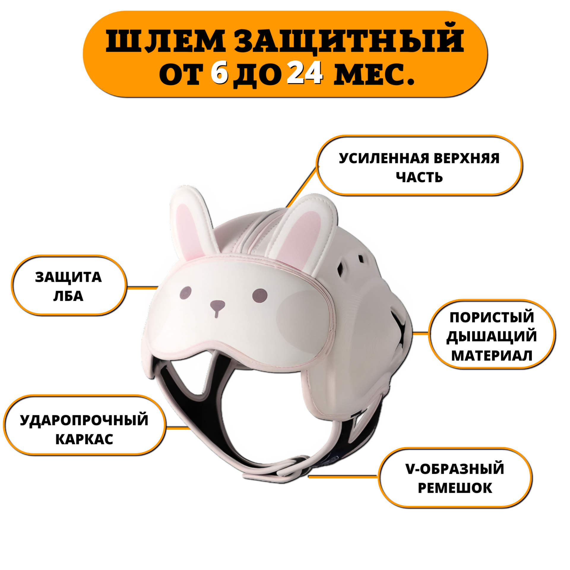 Шлем детский защитный для малышей от падений. Противоударная шапка-шлем для младенца