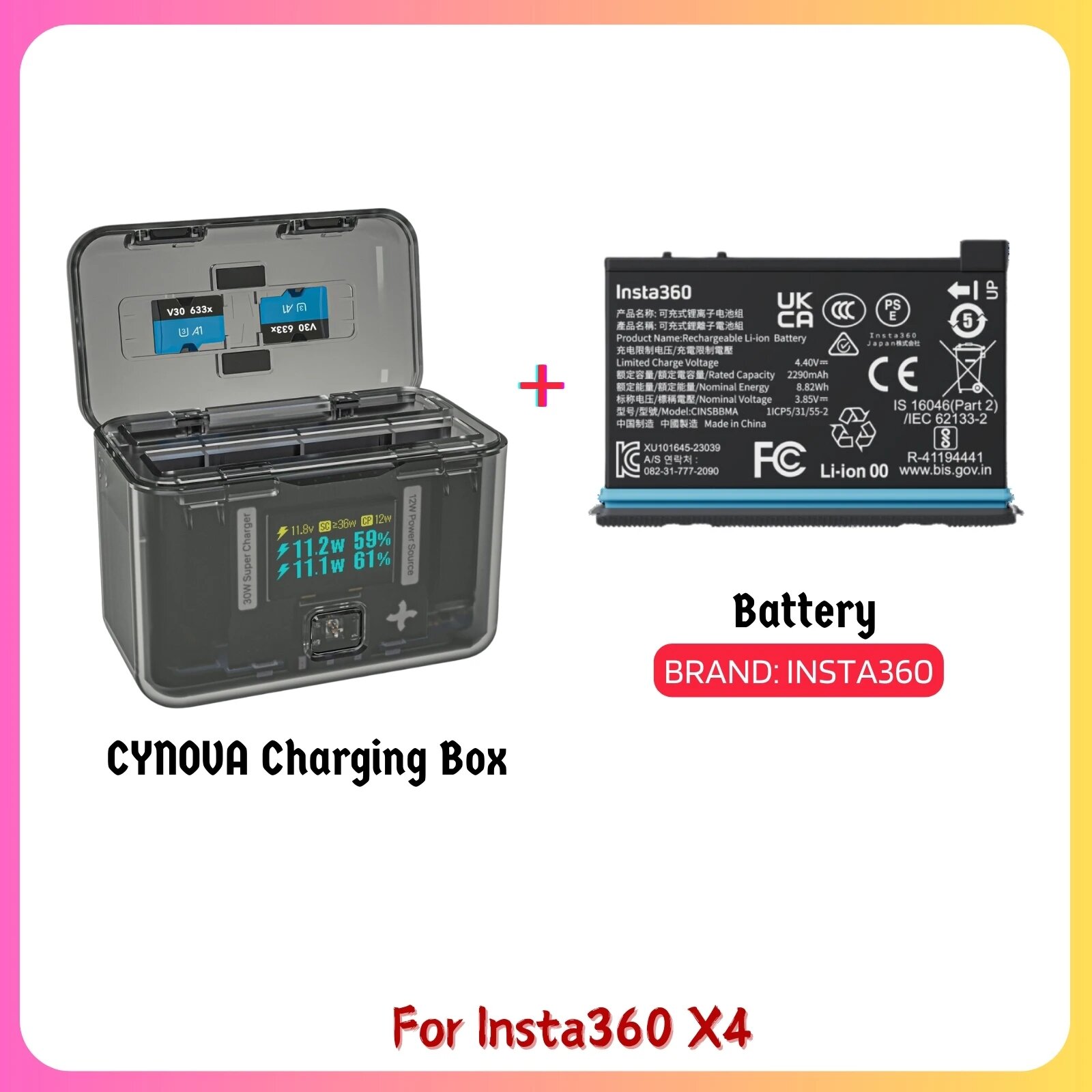 CYNOVA Зарядный бокс Insta360 X4, BOX BUNDLE 1