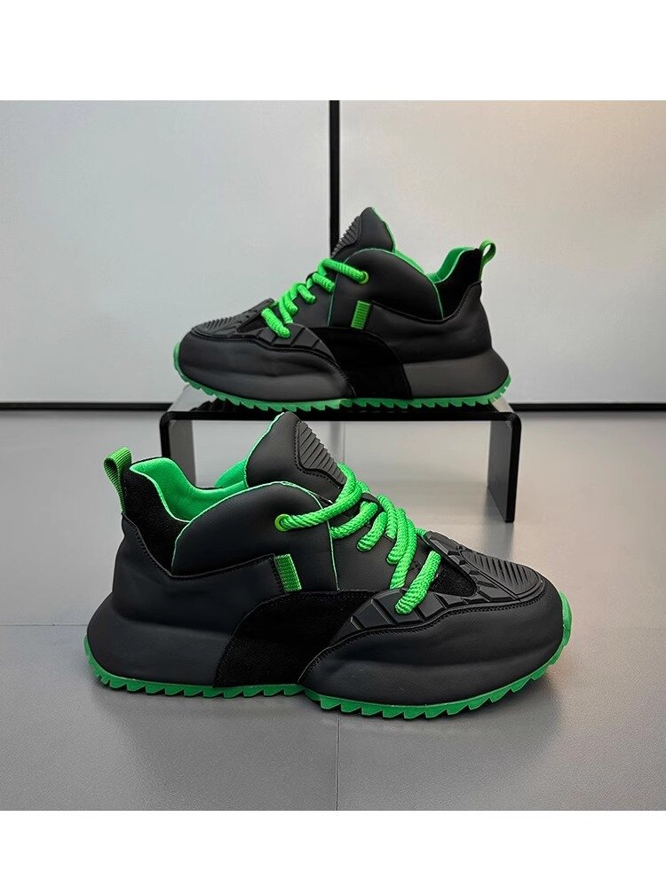 Зимние модные и универсальные дышащие повседневные кроссовки с толстой подошвой, устойчивые к запахам, увеличивающие рост и износостойкие массивные кроссовки для мужчин.