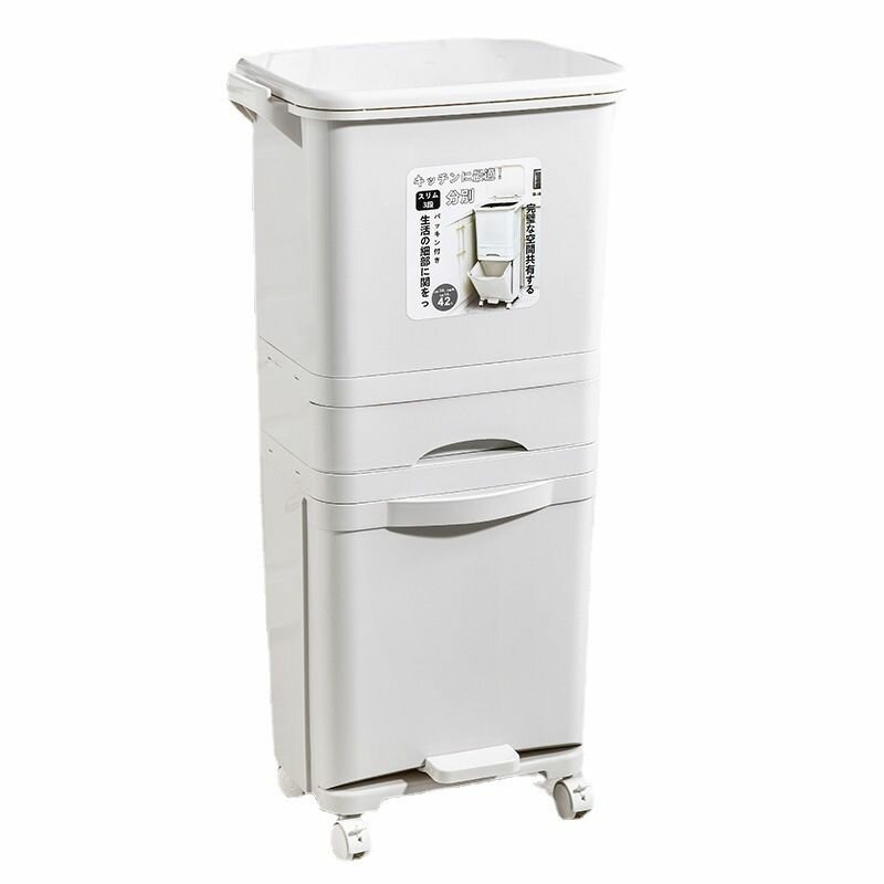 Мусорный контейнер Double с двумя ведрами и урной для вторсырья -J