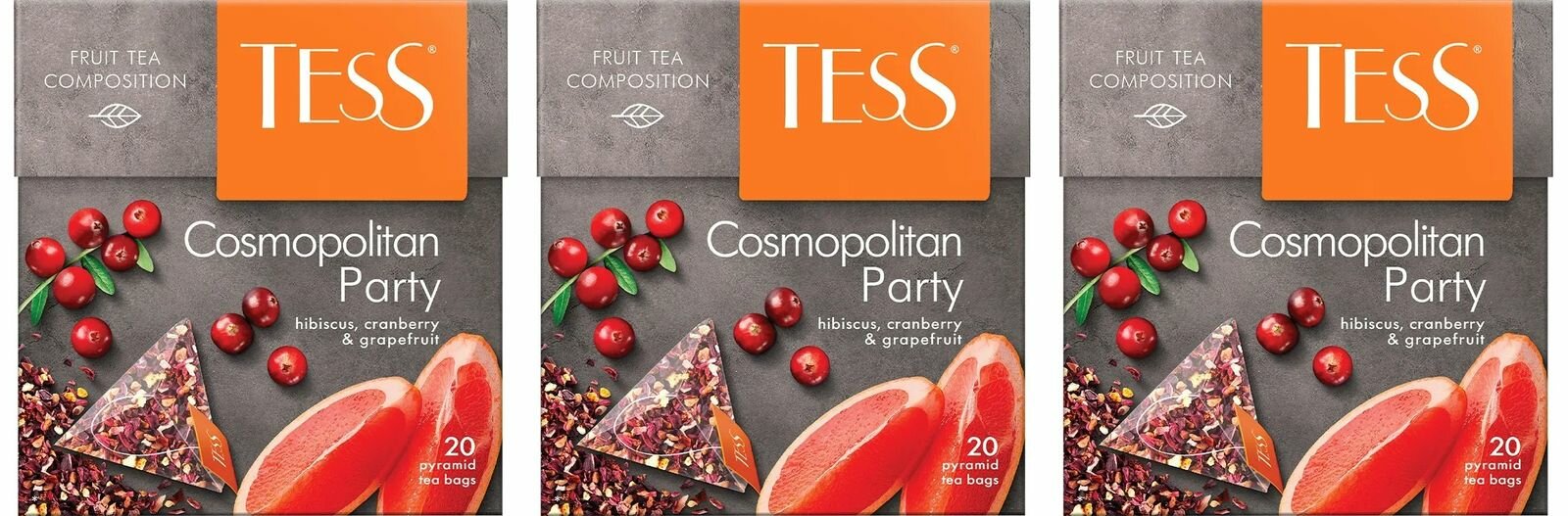 Tess Чай Космополитан Пати 20 пирамидок, 3 шт
