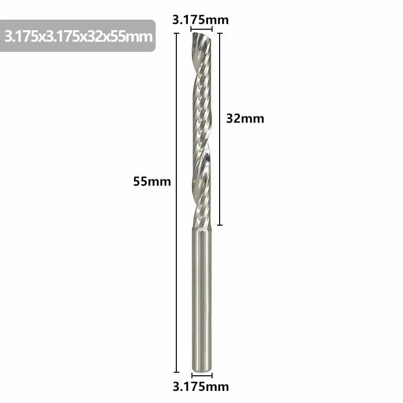 Фреза спиральная XCAN однозаходная, 3,175x3,175x32x55мм, Фреза концевая спиральная по дереву и пластику