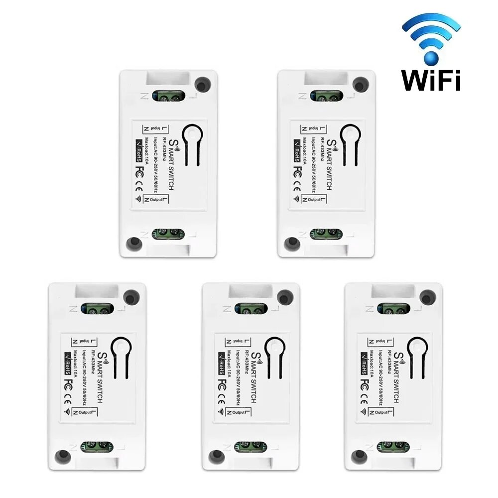 5 шт. QIACHIP Smart switch Wi-Fi RF 433 МГц