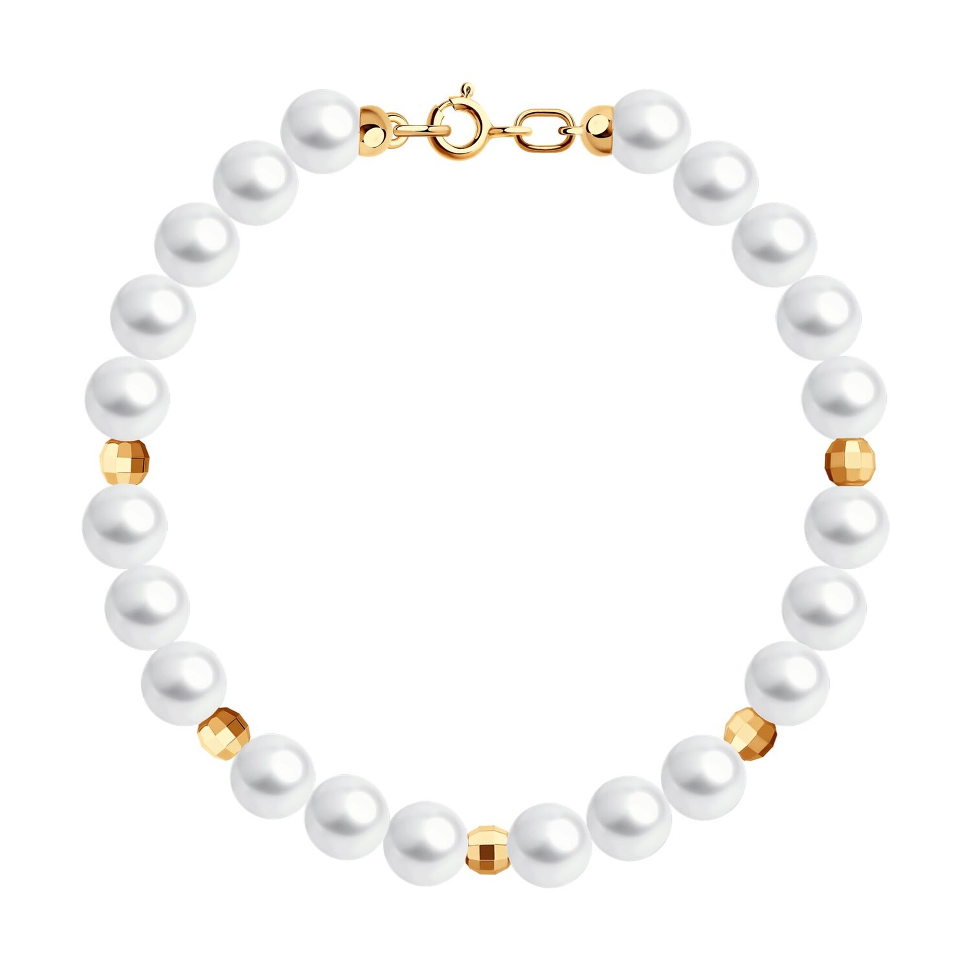 Браслет, красное золото, 585 проба, жемчуг