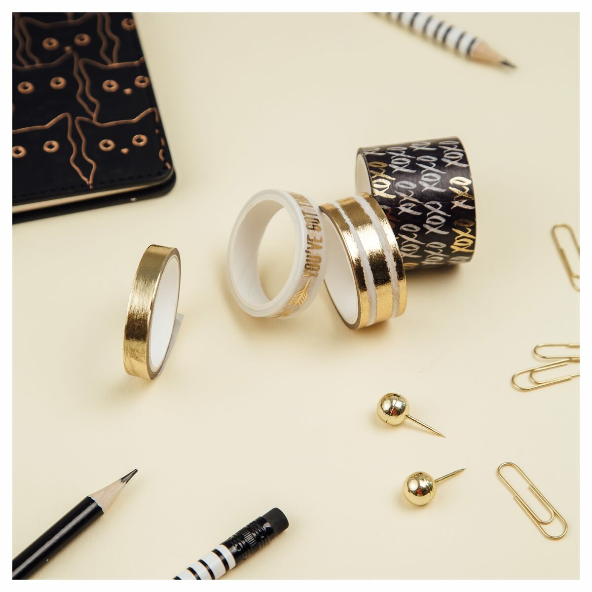 Набор клейких декоративных лент MESHU "Golden line", 4шт. (MS_52075), 24 уп.