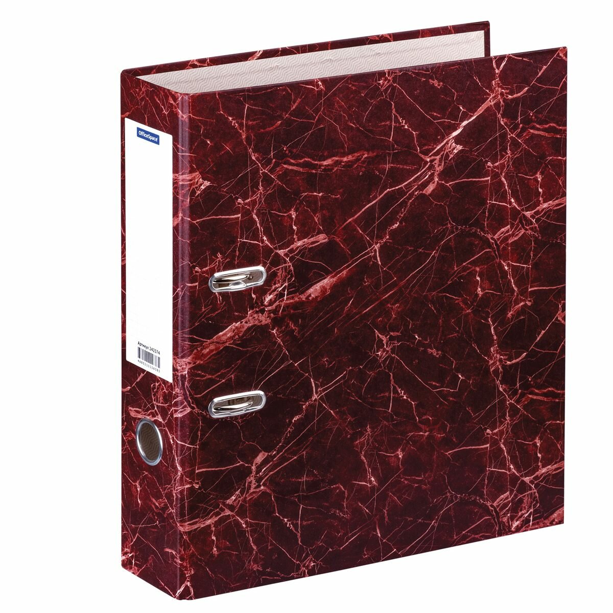 Папка-регистратор OfficeSpace (70мм, А4, картон "под мрамор") красная (242574), 10шт.