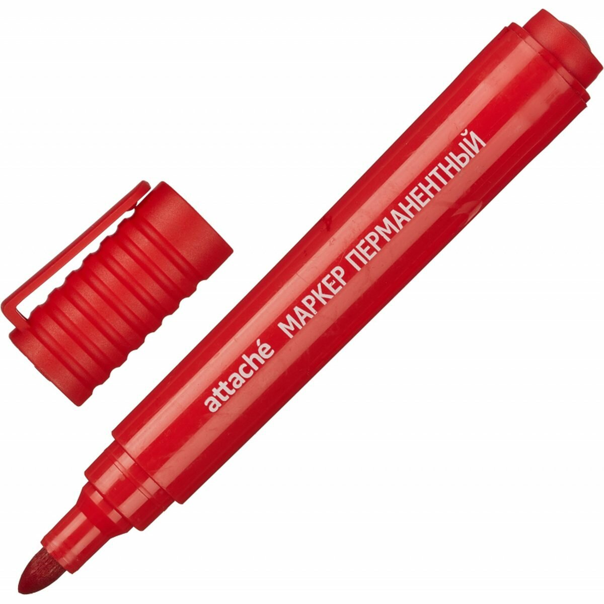 Маркер перманентный Attache (2-3мм, круглый наконечник, красный), 12шт.