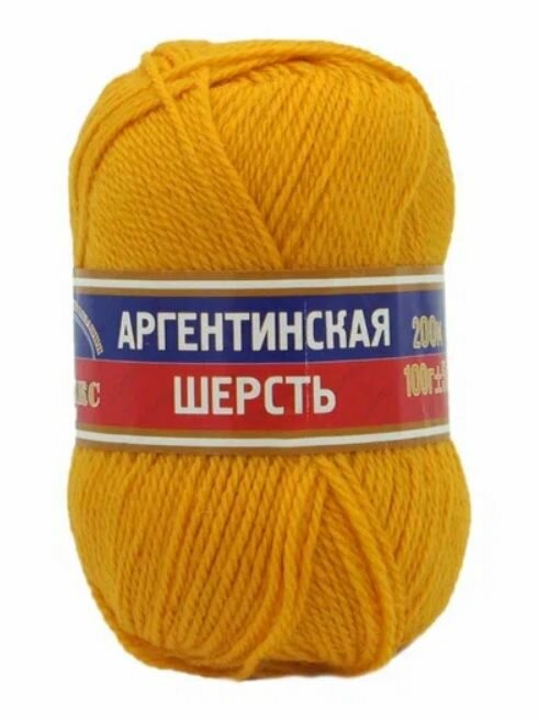 Пряжа Камтекс Аргентинская шерсть 104 жёлтый (100г/200м, упаковка 10 мотков)
