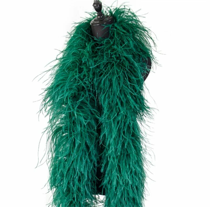 Боа из страусиных перьев WZBDECOR 2 и 3 м Изумрудный, 6Ply 2 meter, dark green
