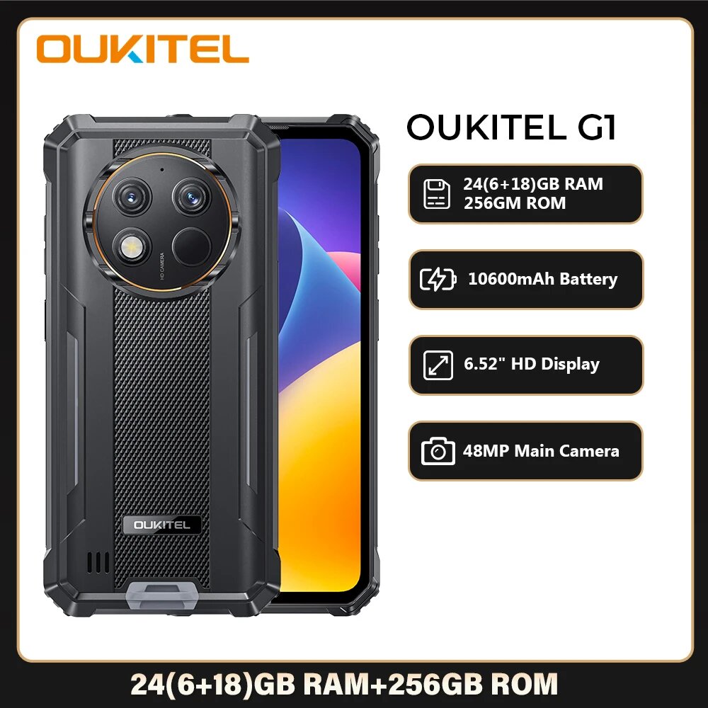 Глобальная версия защищенного телефона Oukitel G1 с 6,52-дюймовым HD+ дисплеем, Серый, Серый, Grey