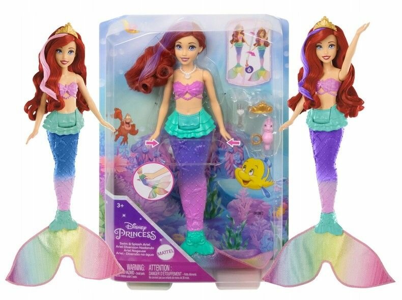 Кукла Mattel Disney Princess - Русалочка Ариэль с меняющими цвет волосами и подвижным хвостом - Дисней Принцессы HPD43